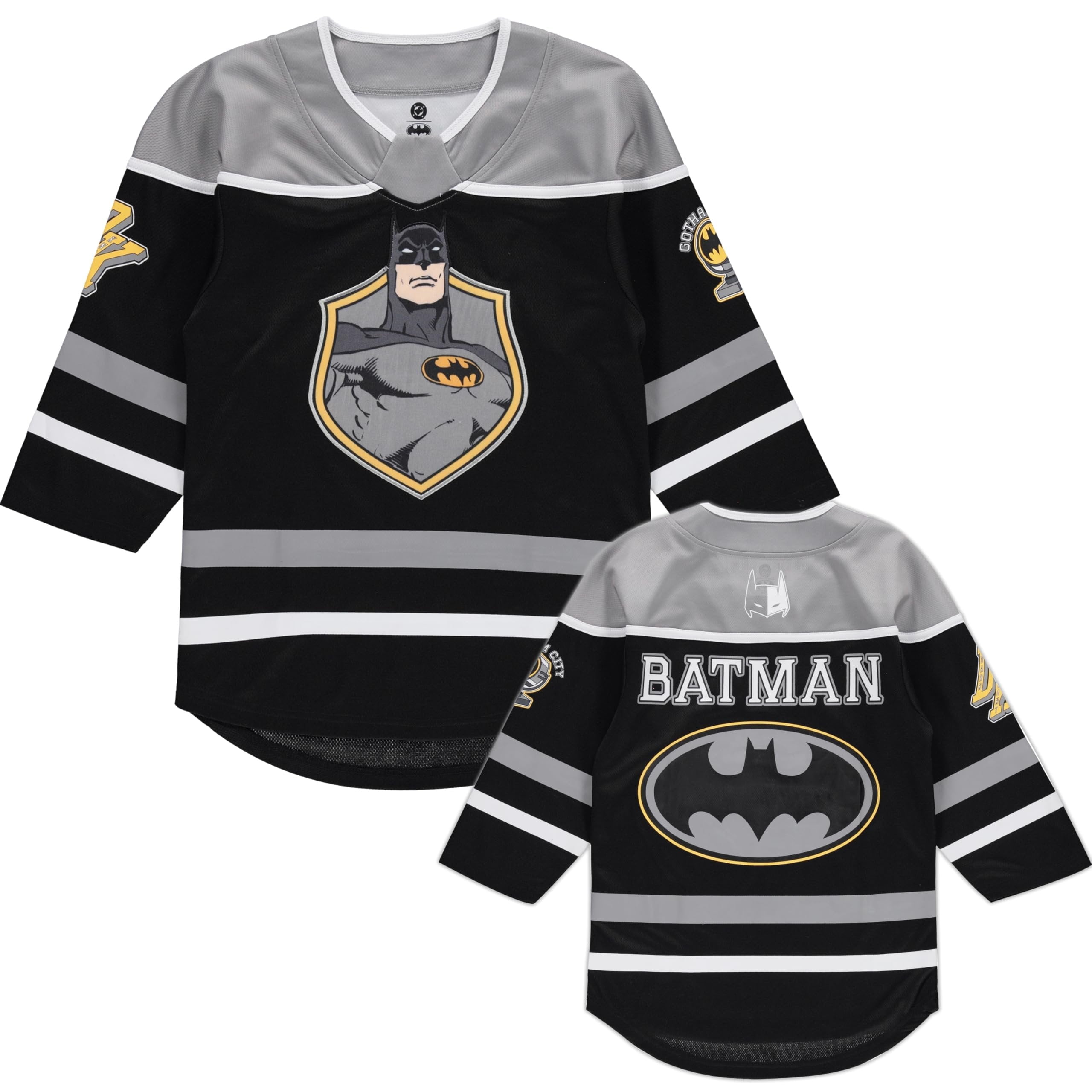 DC Comics Batman Boys 4-20 Long Sleeve Hockey Jersey Black/Grey ...