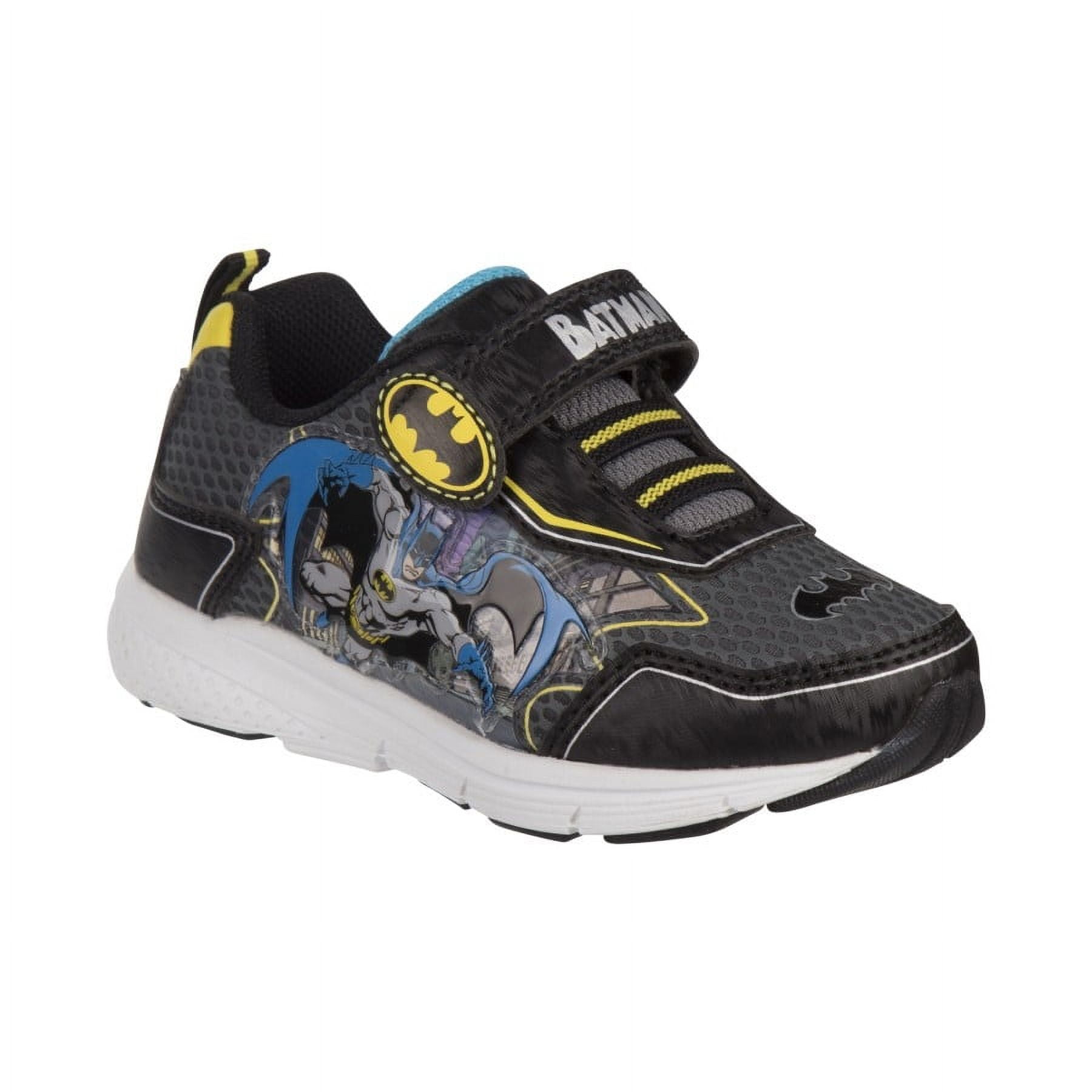 DC Comics Batman Boys Hook & Loop Sneakers with One White Light ...