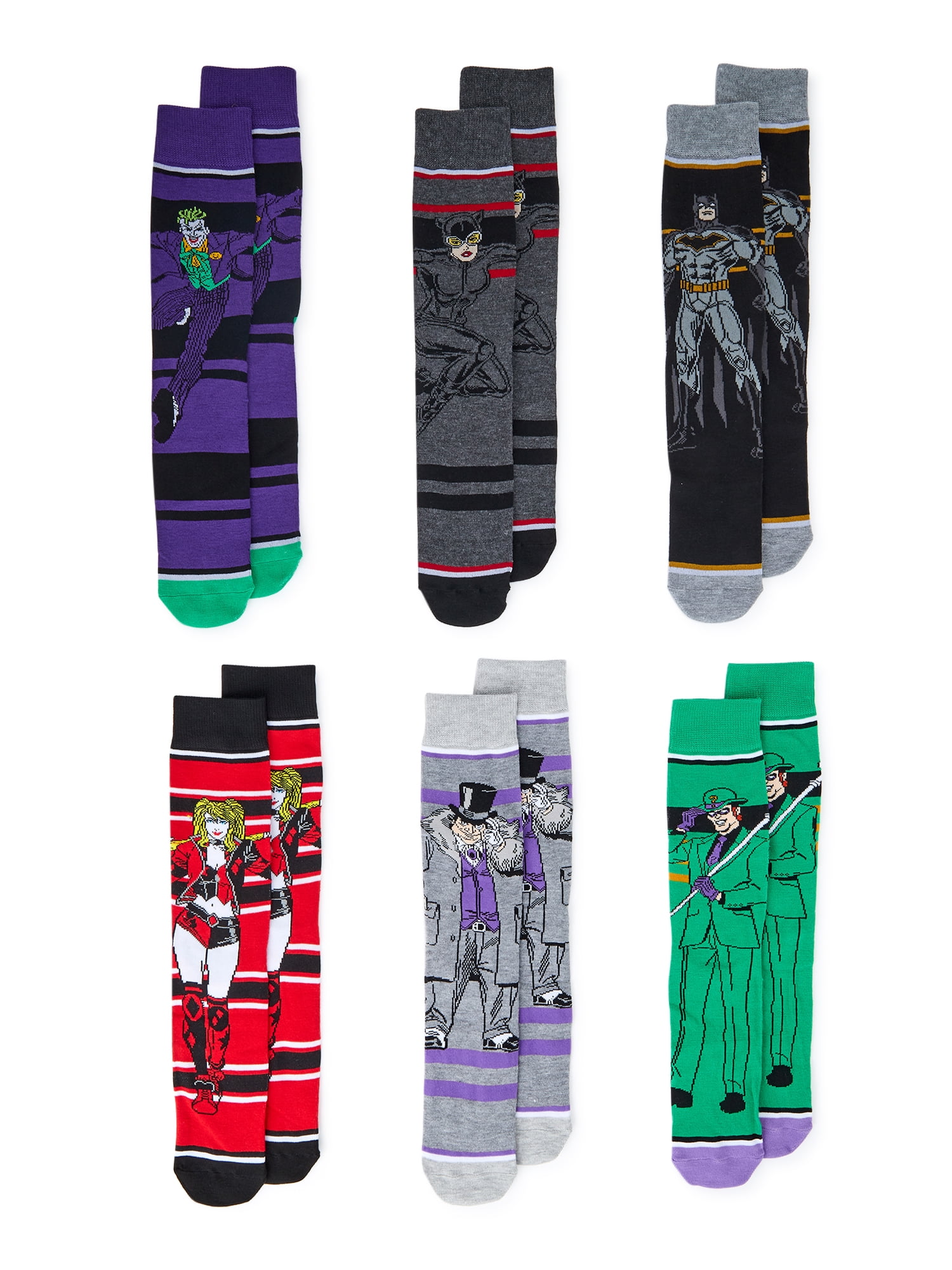 DC Comics Batman Characters 6-Pack Crew Socks - Walmart.com