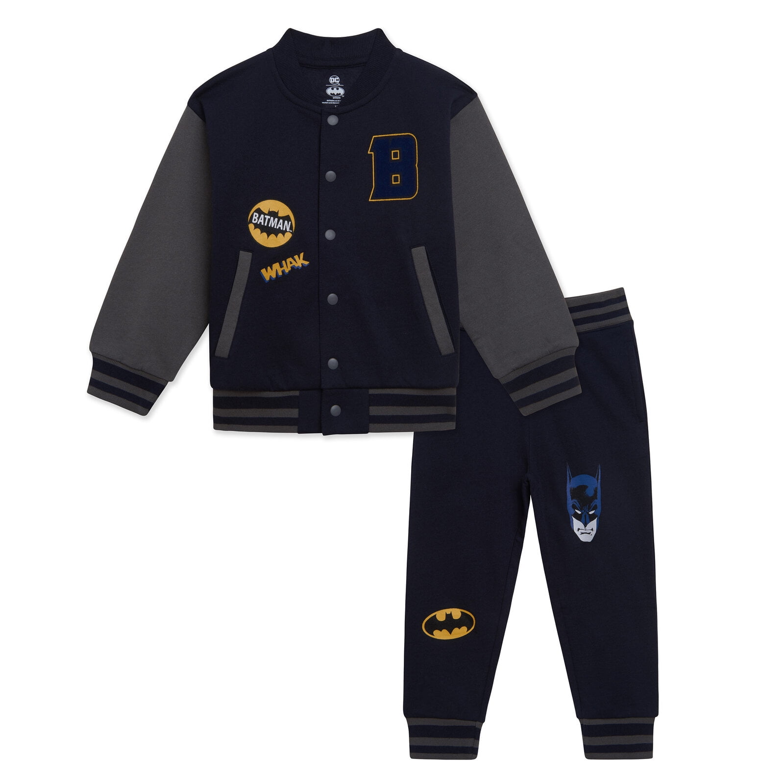 DC Comics Batman Fleece Varsity Bomber Jacket and Jogger Pants Toddler ...