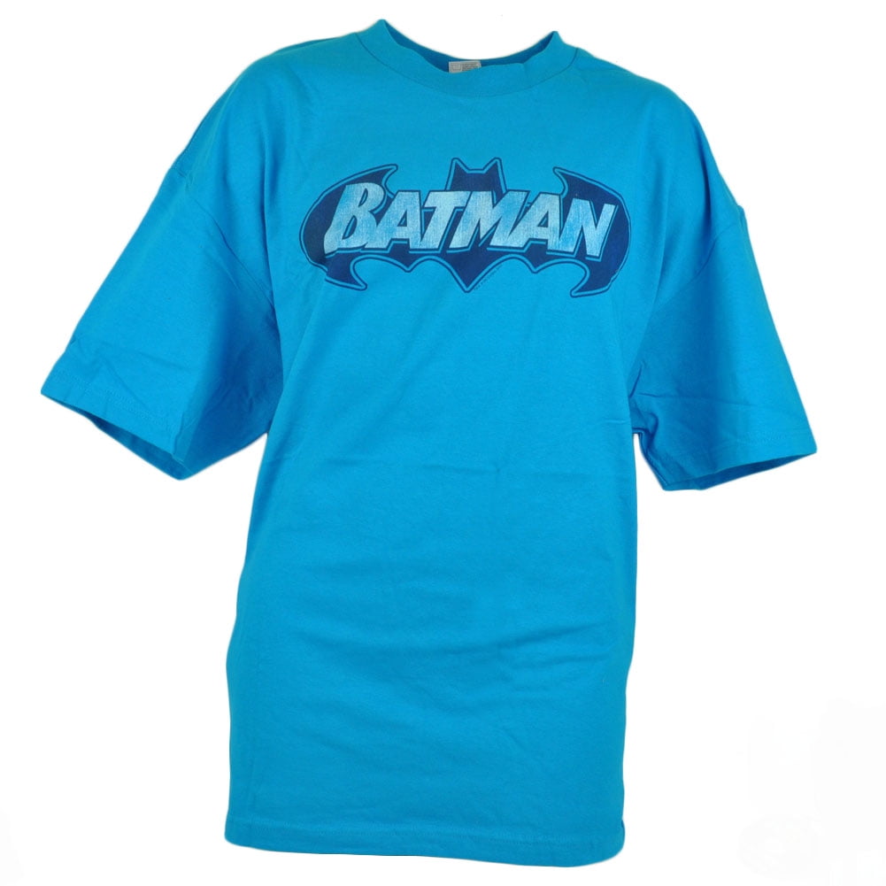 DC Comics Batman Man of Steel Faint Retro Logo Turquoise Tshirt Hero ...