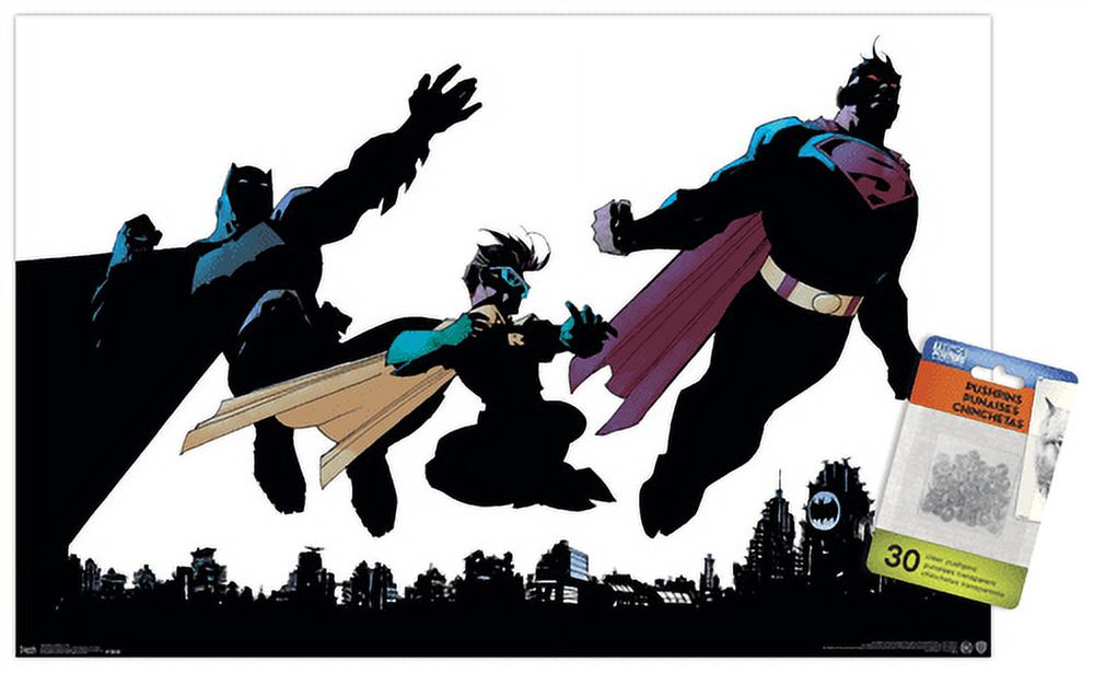 DC Comics - Batman - Robin - Superman - Trio Wall Poster with Push Pins ...