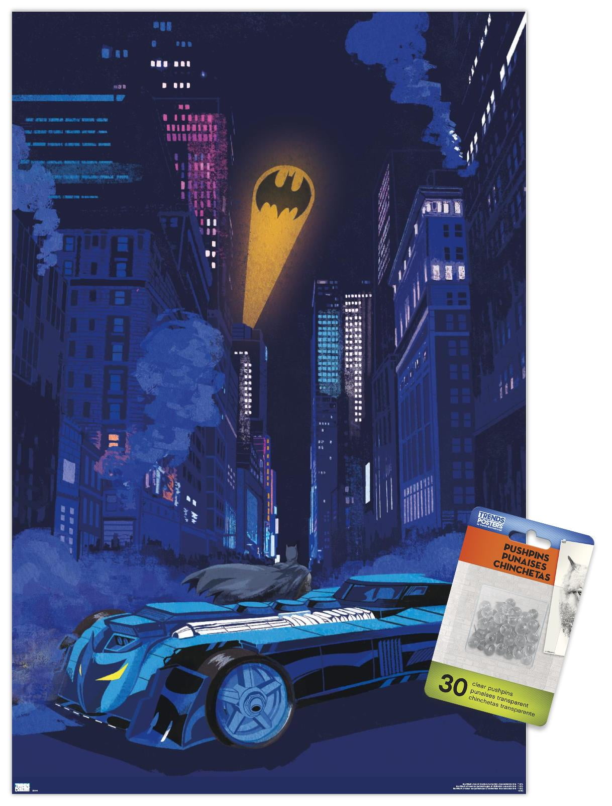 DC Comics - Batman - Skyline Bat Signal Wall Poster with Push Pins, 14. ...