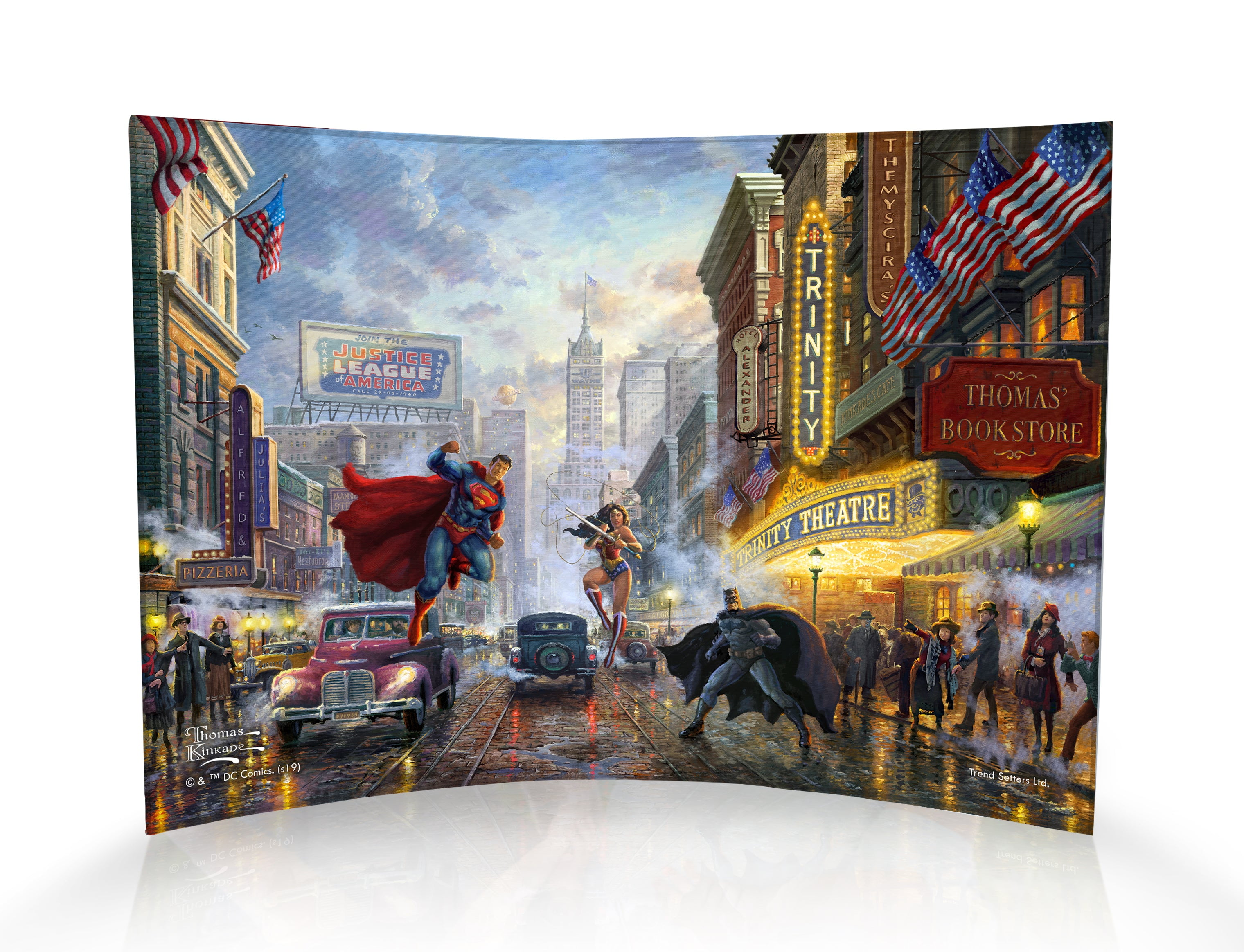 DC Comics (Batman, Superman and Wonder Woman) 10 x 7 Curved Acrylic Print Thomas Kinkade Studios ...