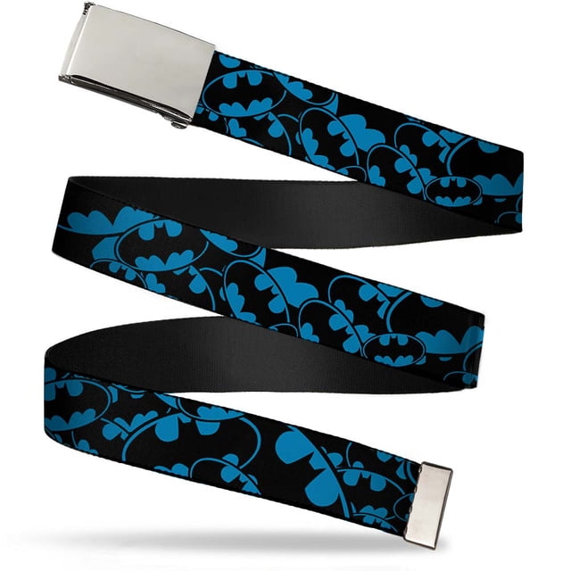 DC Comics Belt, Flip Web Belt Bat Signals Stacked Blue Black, 1.25 Inch ...