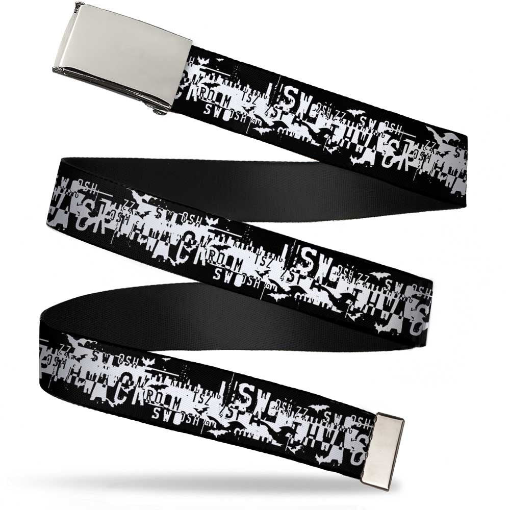 DC Comics Belt, Flip Web Belt Batman Action Verbiage Black White, 1.25 ...