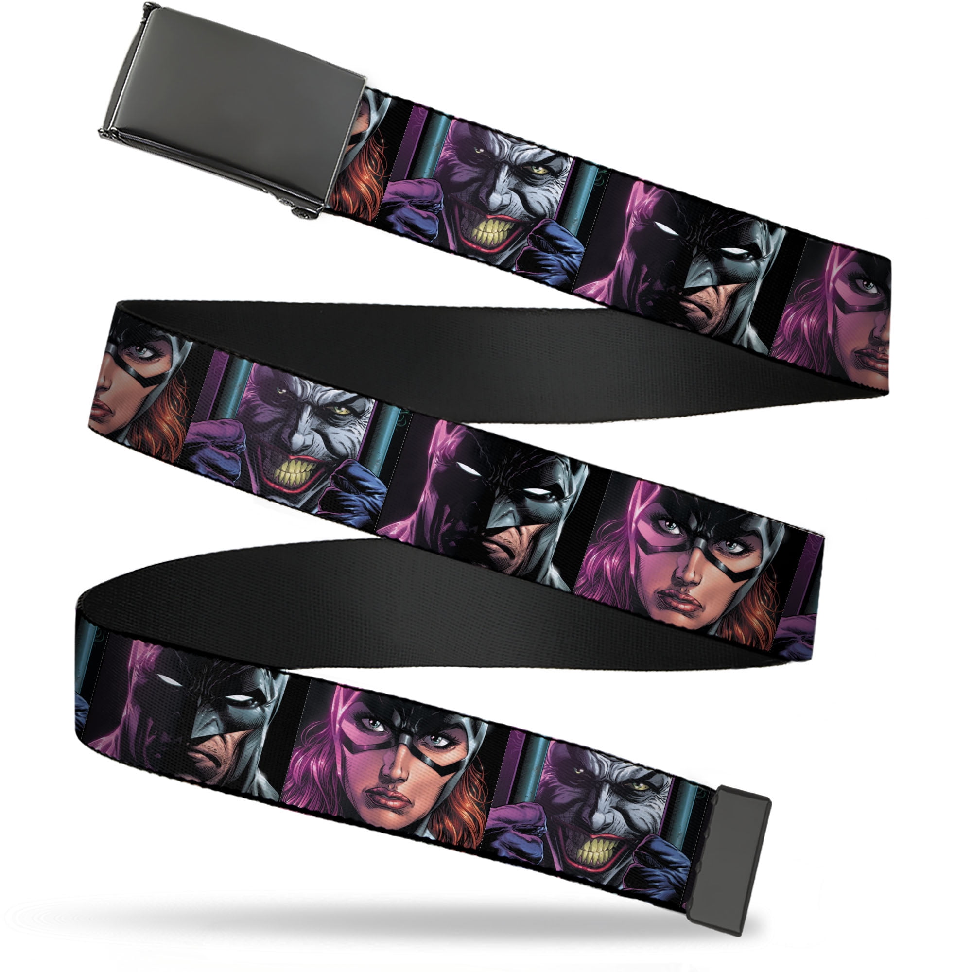 DC Comics Belt, Flip Web Belt Batman Batgirl and Joker Comic Book Face ...