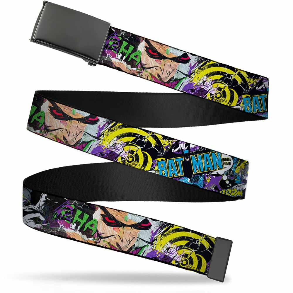 DC Comics Belt, Flip Web Belt Batman Joker Face Close Up Gotham City ...