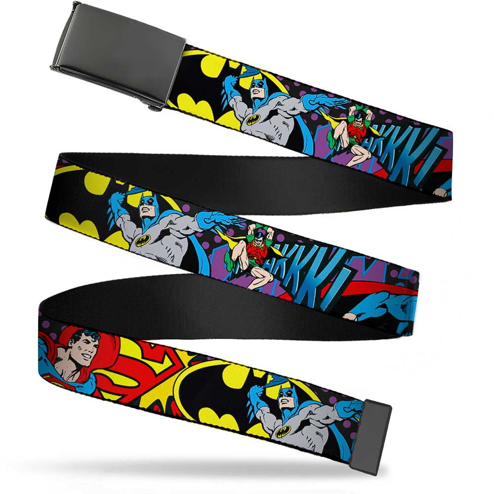 Adjustable Belt, Clamp Buckle, Cut-to-Fit, Batman Robin Superman Pose ...