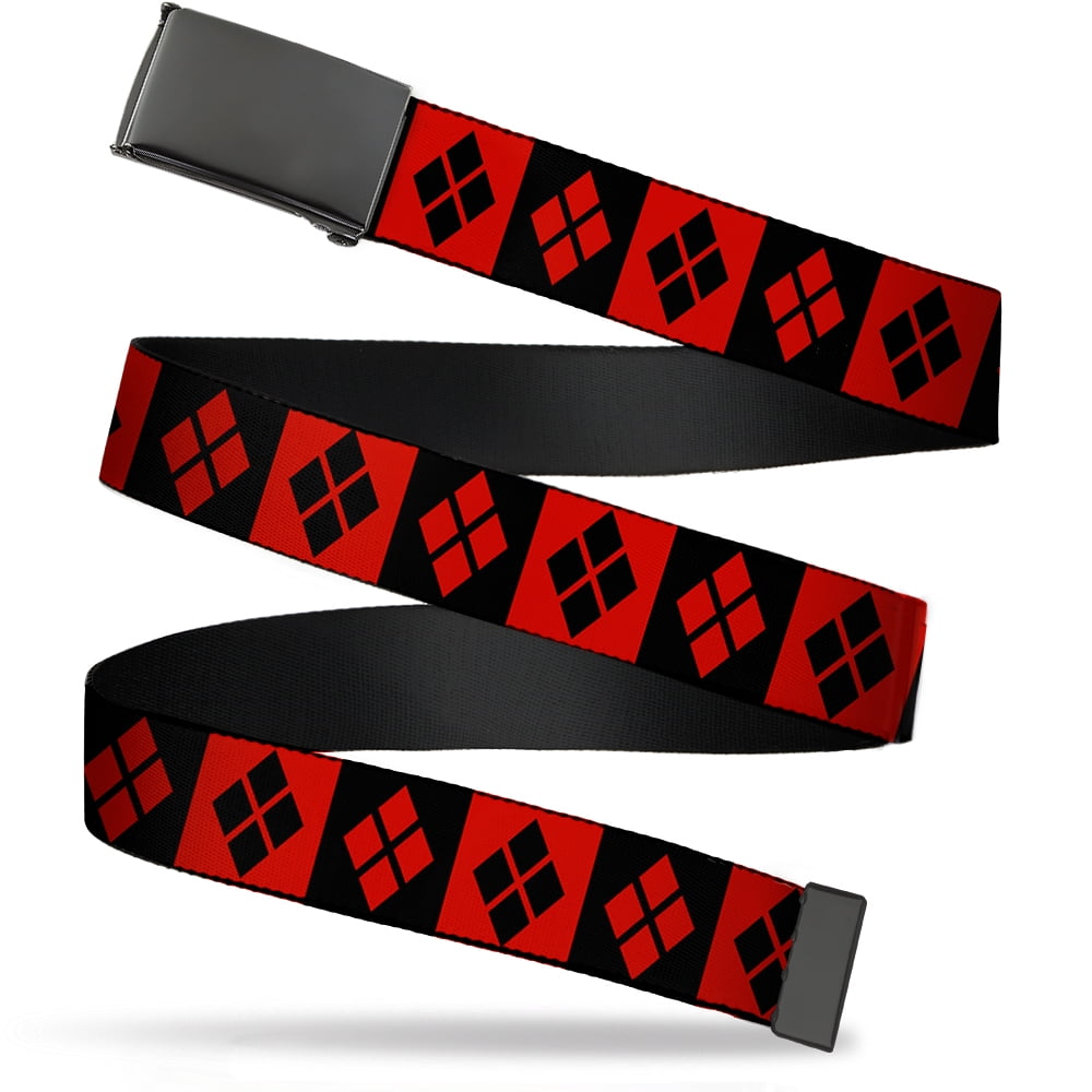 DC Comics Belt, Flip Web Belt Harley Quinn Diamond Blocks Red Black Red ...
