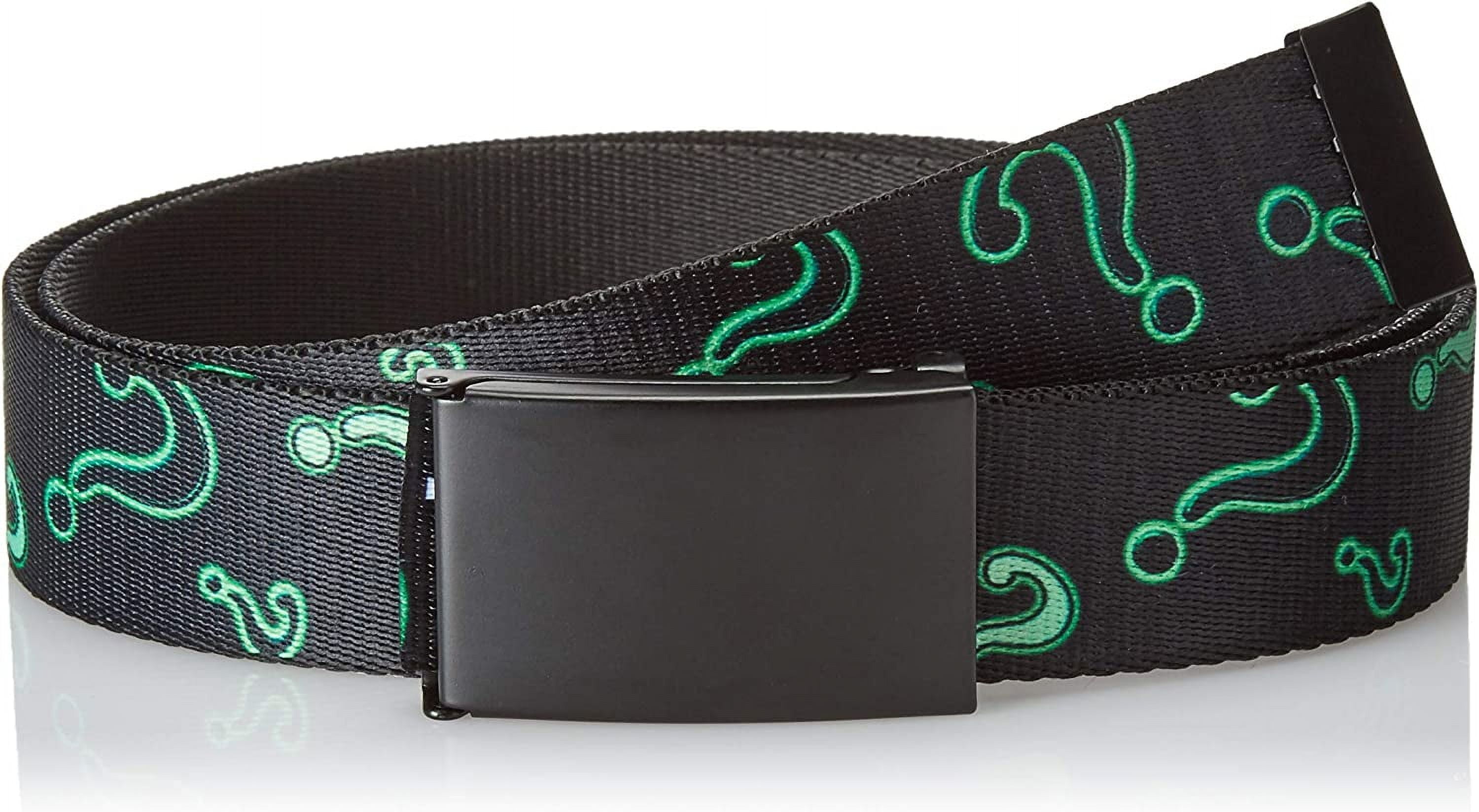 DC Comics Belt, Flip Web Belt Question Mark Scattered Black Neon Green ...
