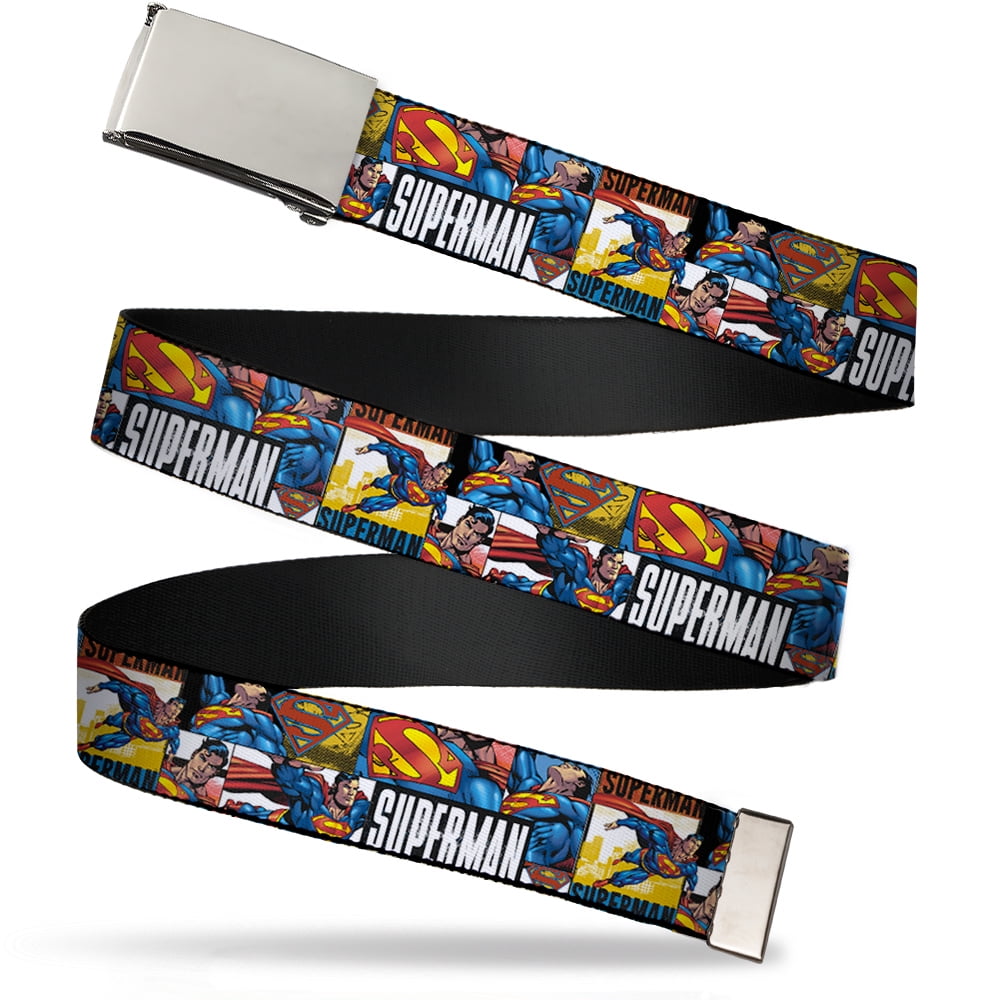 DC Comics Belt, Flip Web Belt Superman Action Blocks White, 1.5 Inch ...