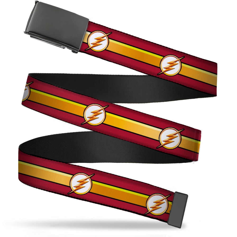 DC Comics Belt, Flip Web Belt The Flash Logo11 Stripe Burgundy Black ...