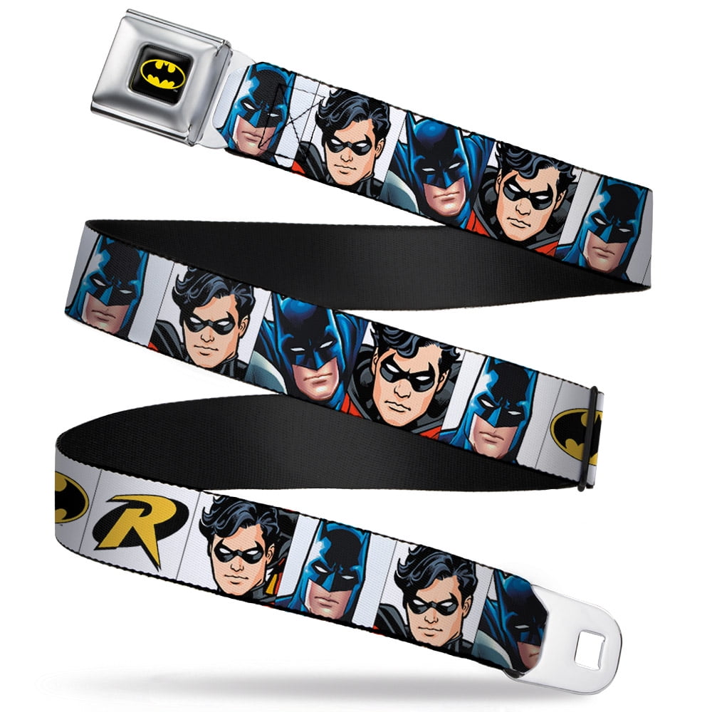 DC Comics Belt, Seatbelt Buckle Belt, Batman Robin Blocks White, Youth ...