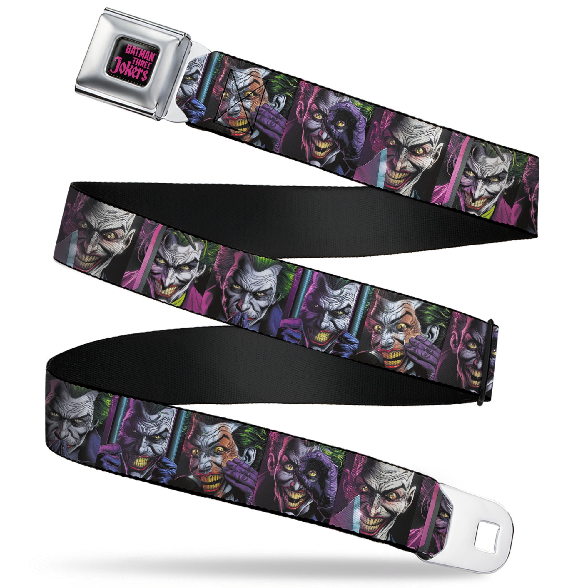 DC Comics Belt, Seatbelt Buckle Belt, Joker Comic Book Cover Face ...