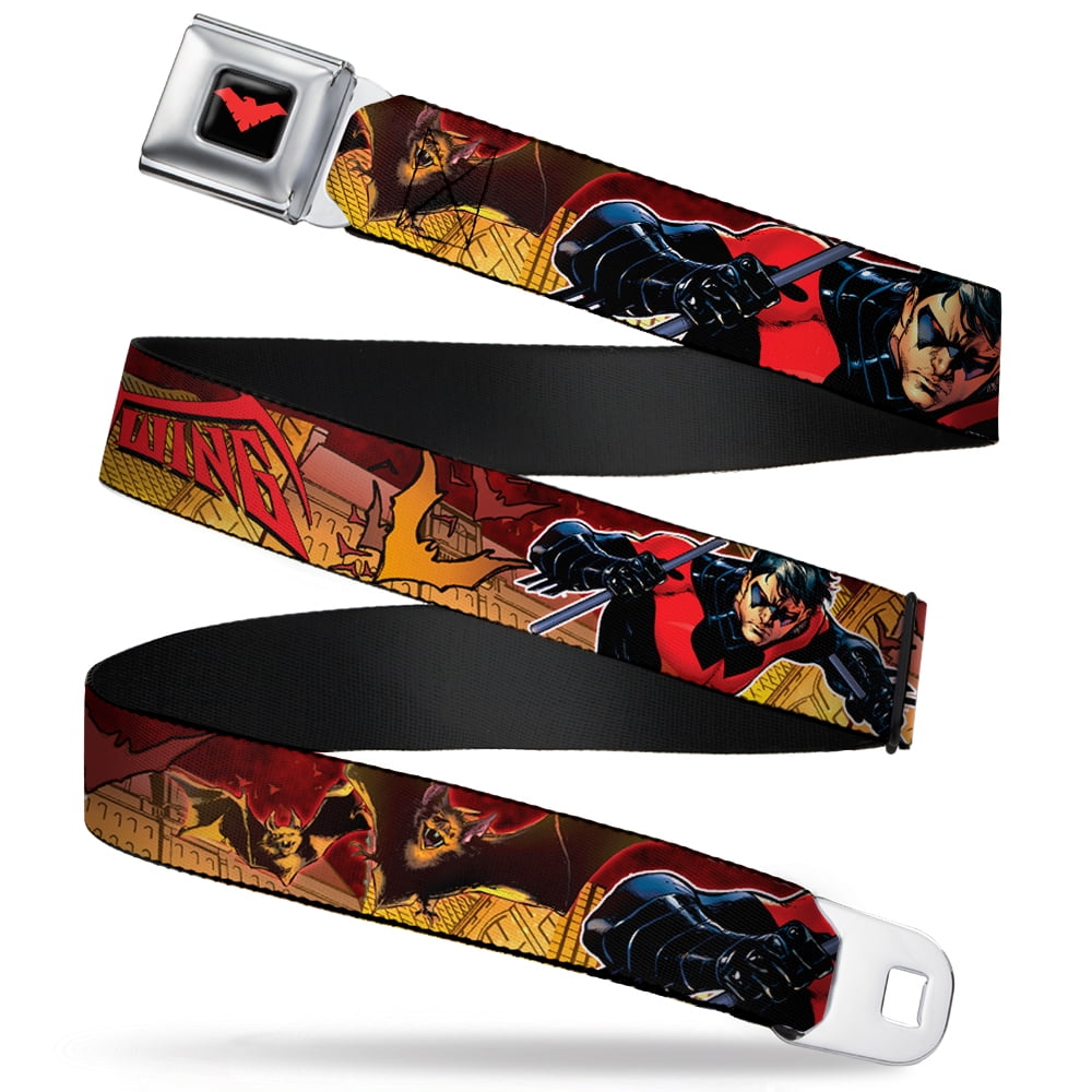 DC Comics Belt, Seatbelt Buckle Belt, Nightwing Poses Bats Welcome to ...