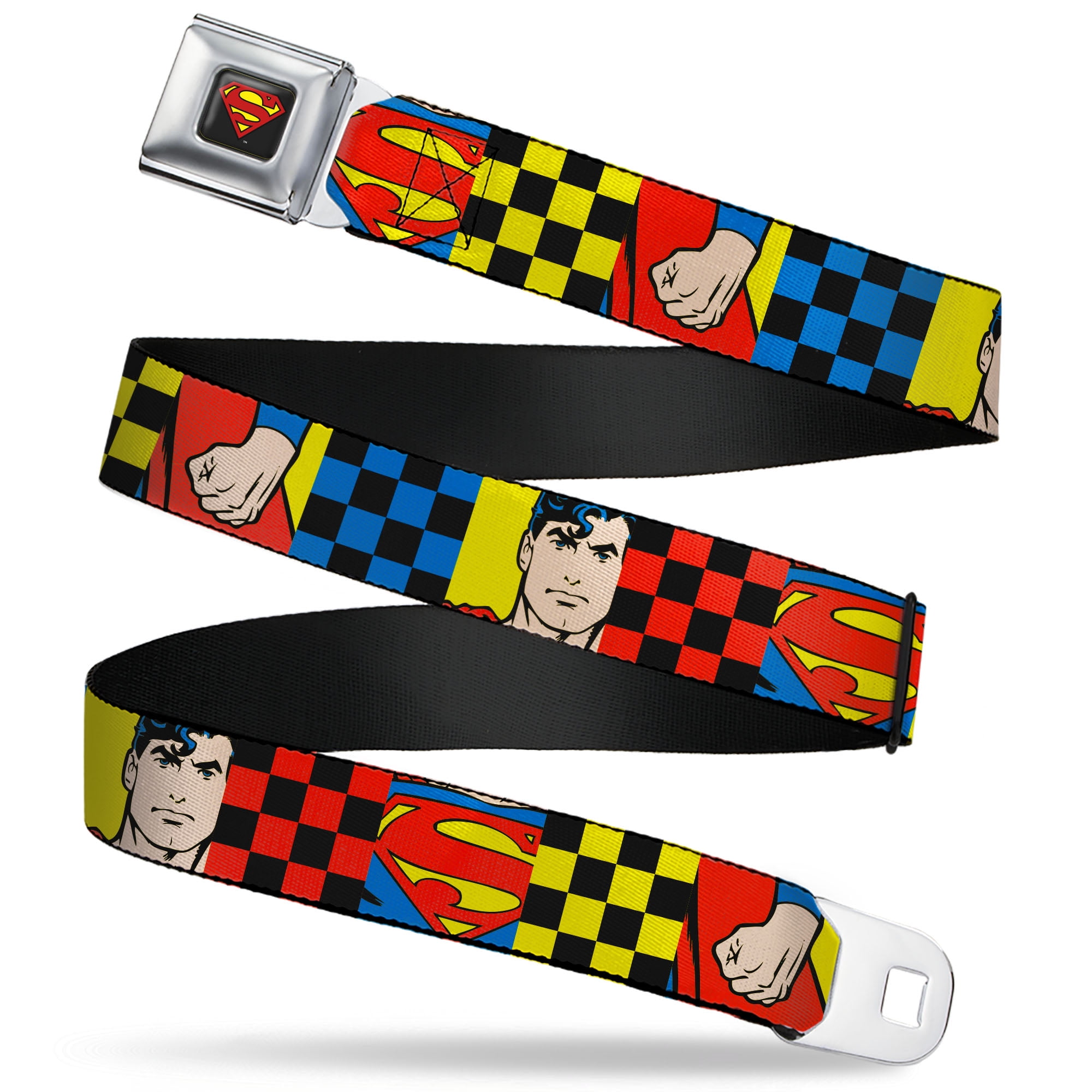 DC Comics Belt, Seatbelt Buckle Belt, Superman Character Close Up and ...