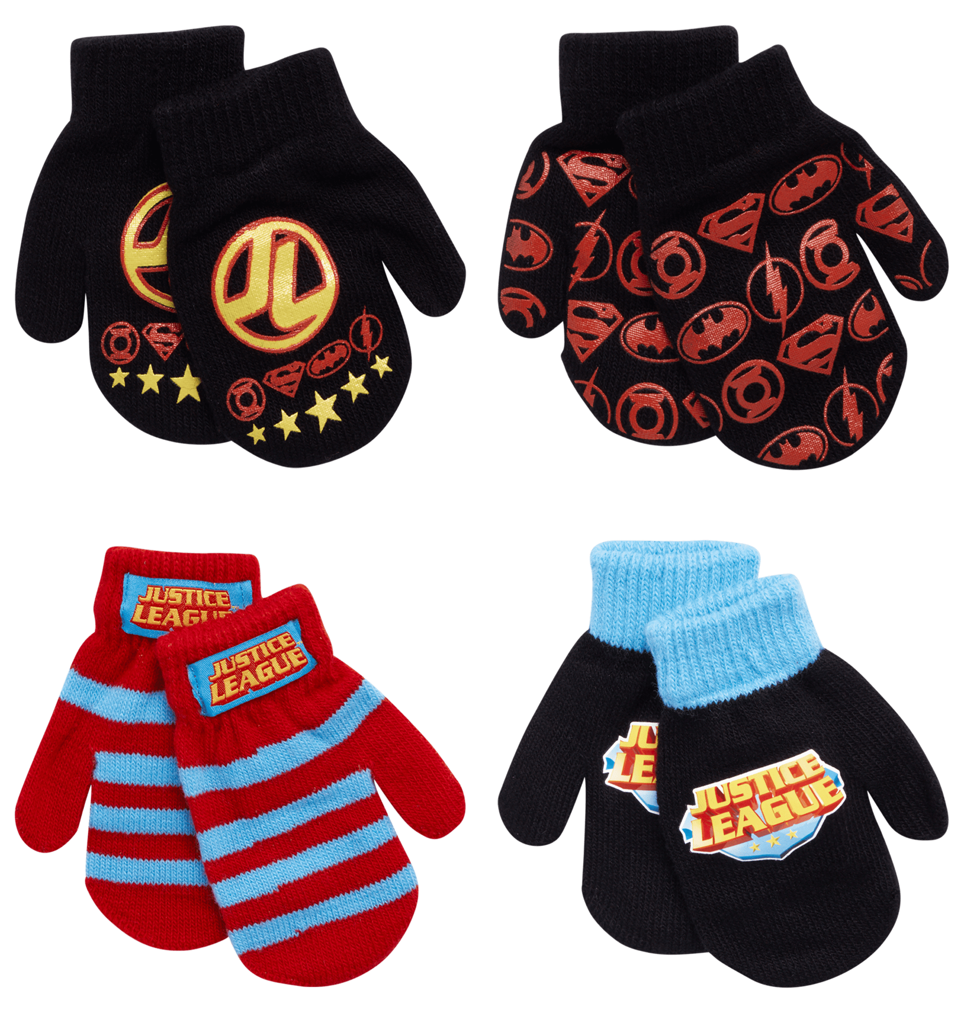 DC Comics Boys 4 Pack Mitten or Glove Set: Batman, Superman, Justice ...
