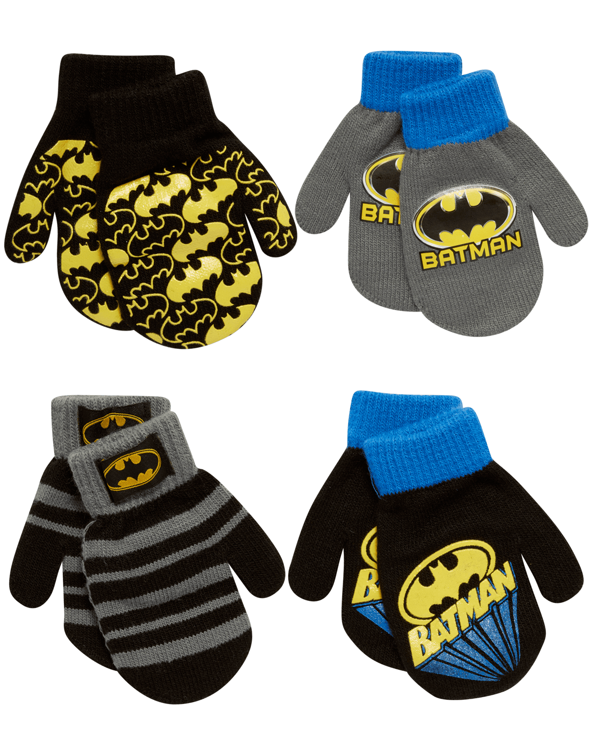 DC Comics Boys 4 Pack Mitten or Glove Set: Batman, Superman, Justice ...