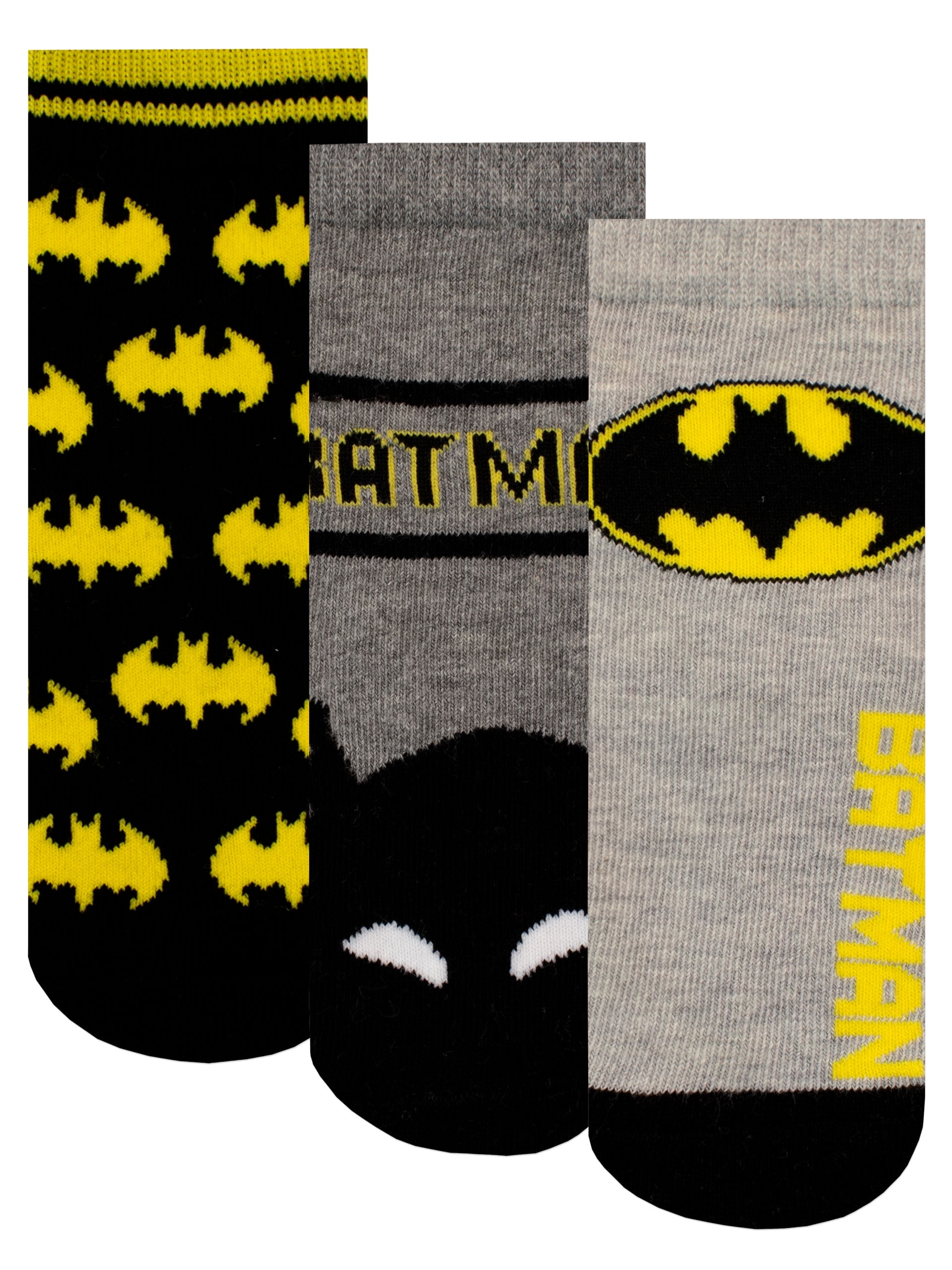 DC Comics Boys Batman Socks 3 Pack Grey Sizes 4 - Adults 4 - Walmart.com