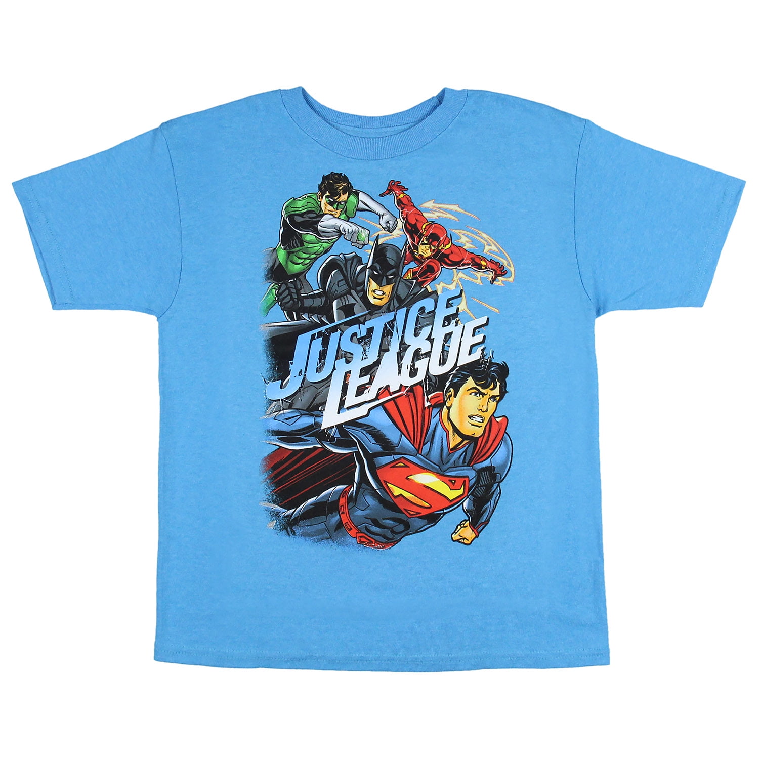 DC Comics Boys' Justice League Unified Superhero Action Scene T-Shirt ...