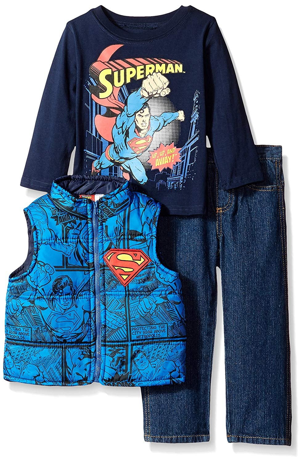 DC Comics Boys' Toddler 3 Piece Superman Vest Set, Blue 4T - Walmart.com