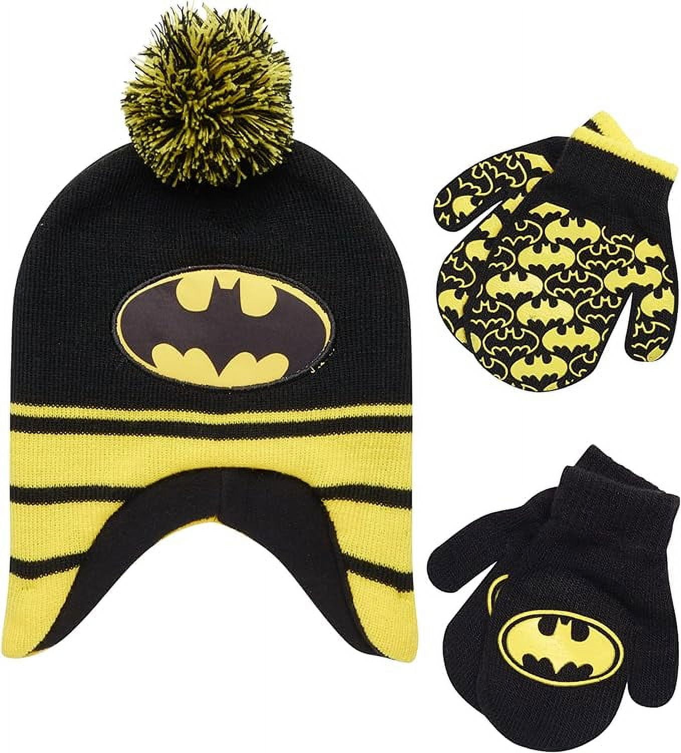 DC Comics Boys Winter Hat Set - Batman Beanie and 2 Pair of Gloves ...