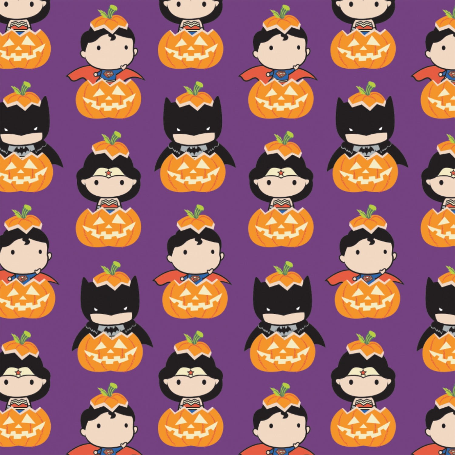 DC Comics Character Halloween Kawaii Characters Purple 100% Cotton Sold ...