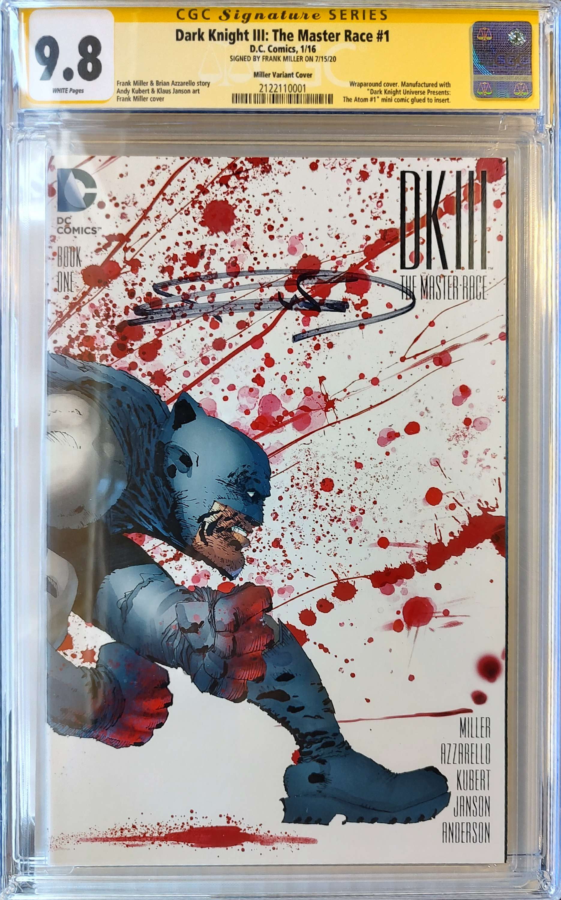 DC Comics Dark Knight III: The Master Race #1 CGC 9.8 Graded (Signed Frank Miller Variant Cover ...