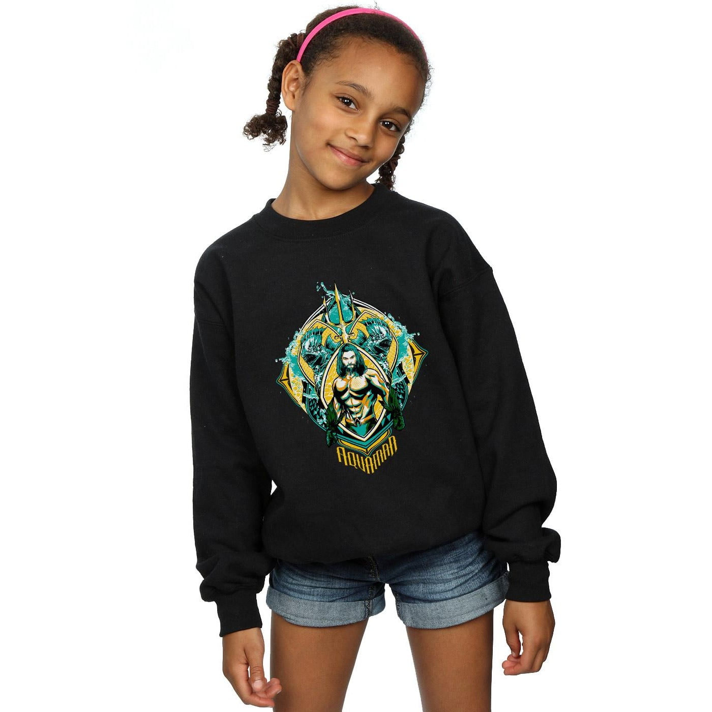 DC Comics Girls Aquaman The Trench Crest Sweatshirt - Walmart.com
