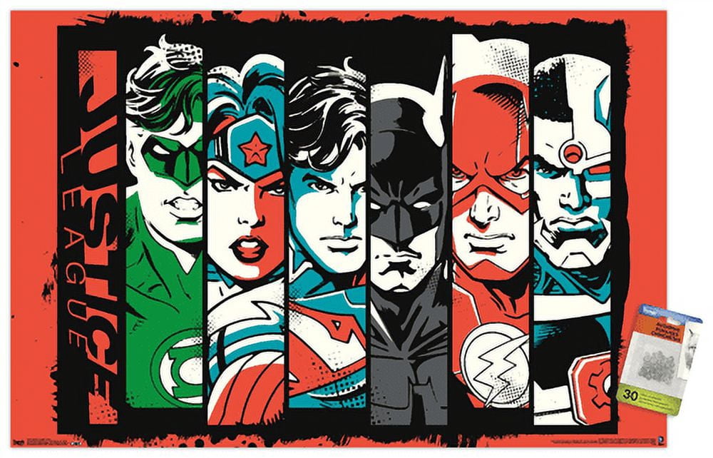 DC Comics - Justice League - Bars Wall Poster with Push Pins, 22.375" x ...
