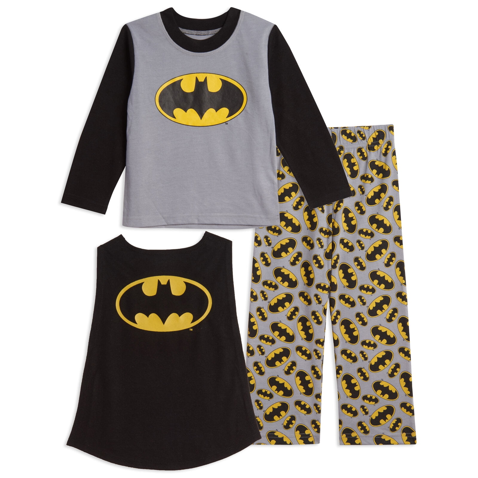 DC Comics Batman Pajama Shirt and Pants Sleep Set for Boys, Toddler to ...