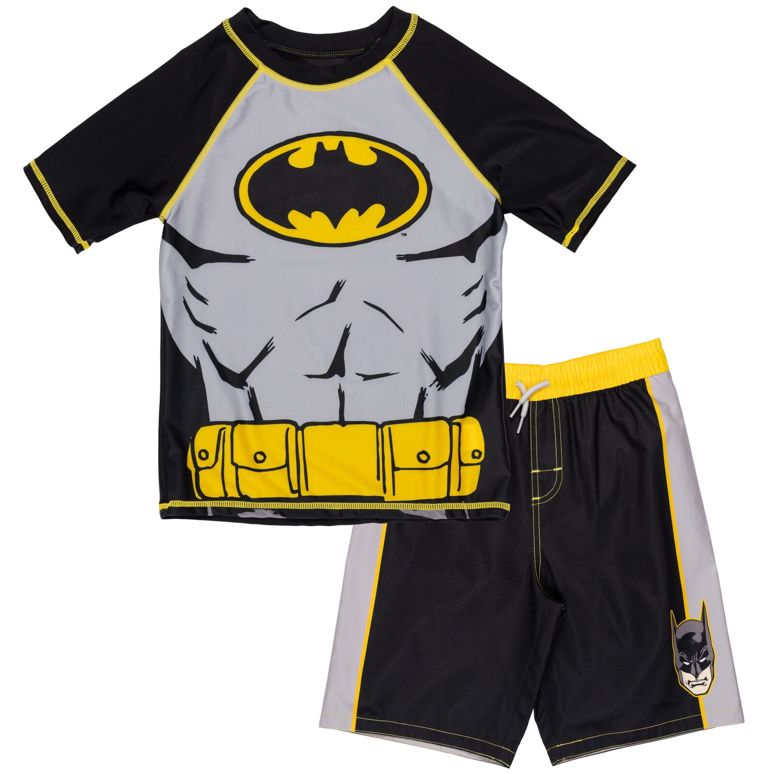 DC Comics Justice League Batman UPF 50+ Rashguard Swimsuit Set (Boy's 7 ...