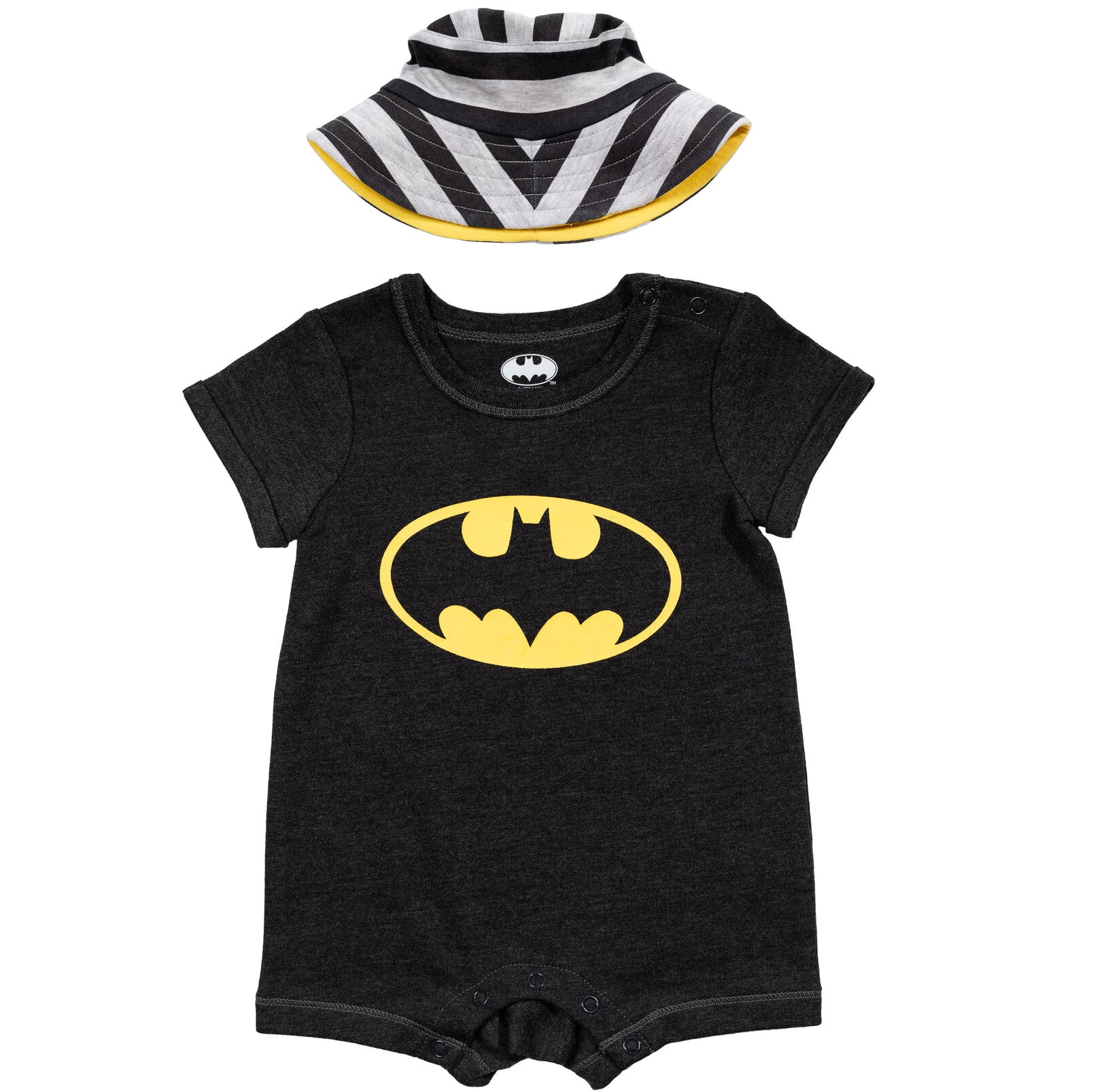 DC Comics Justice League Batman Newborn Baby Boys Romper and Bucket Sun ...