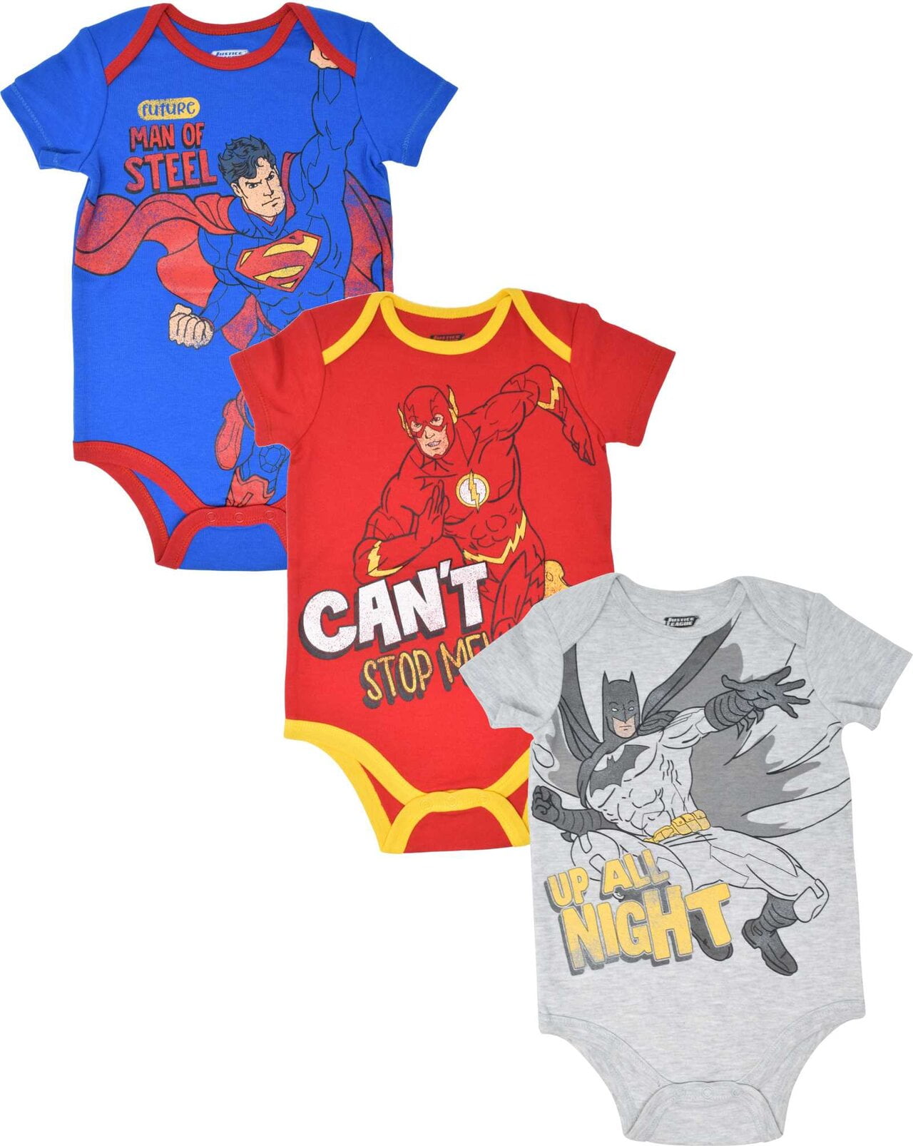 DC Comics Justice League Batman Superman The Flash Newborn Baby Boys 3 ...