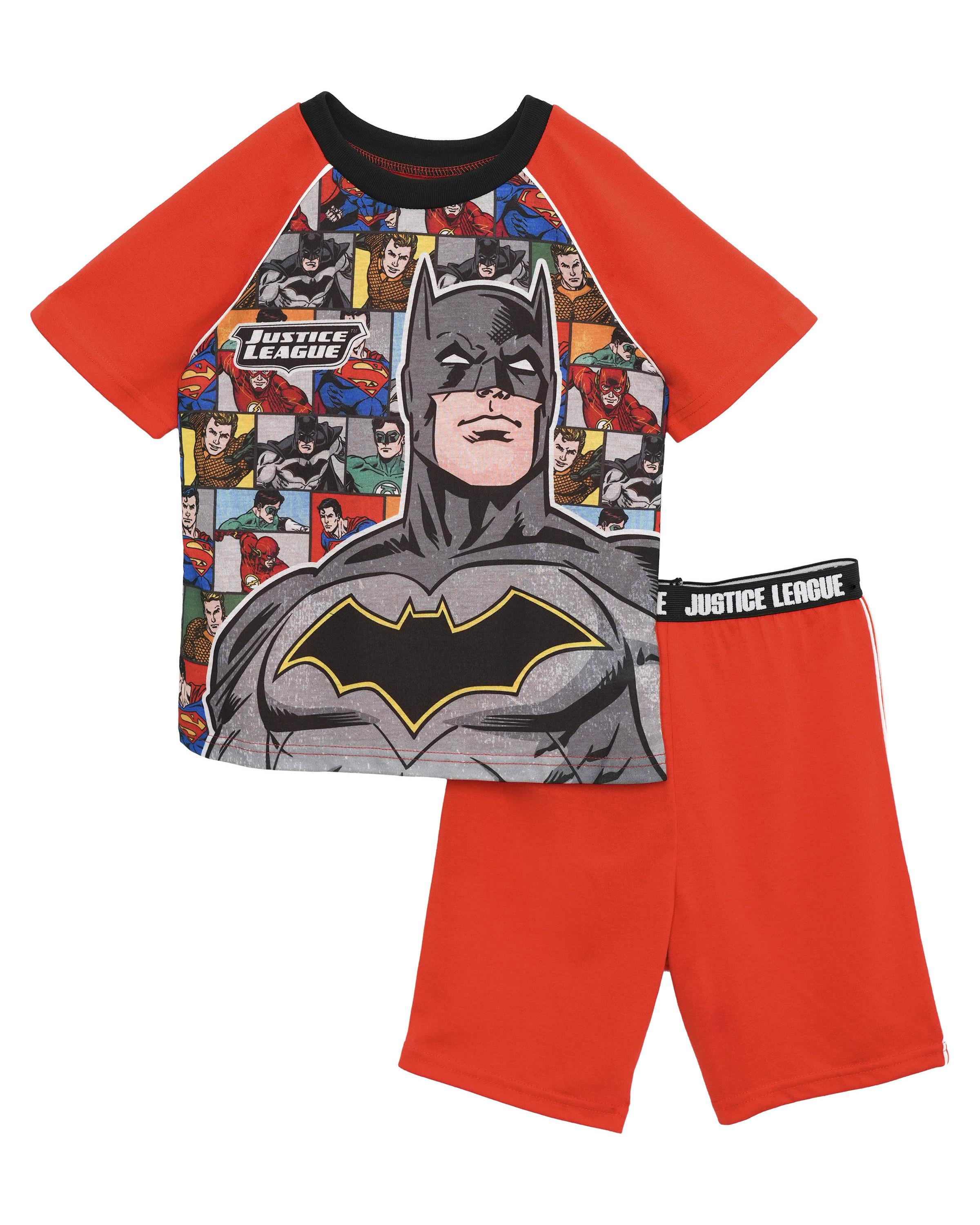 DC Comics Justice League Boys Pajama, 2 Piece Batman Sleepwear Set, Red ...