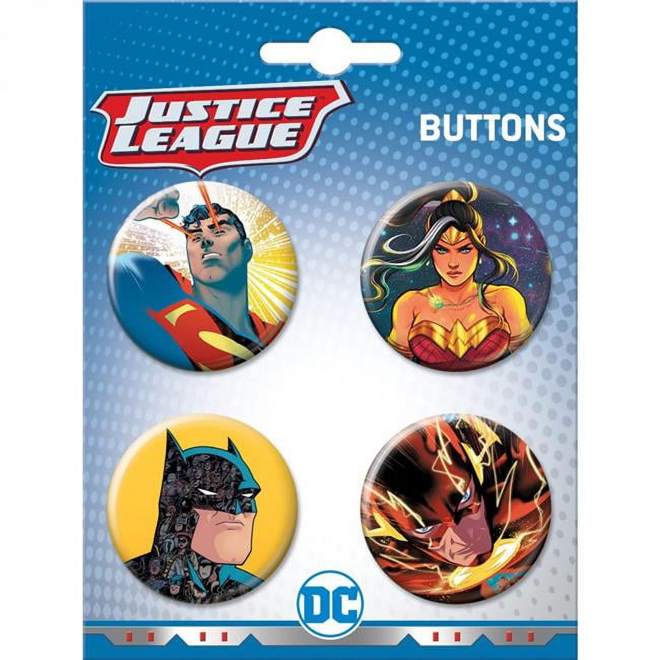 DC Comics Justice League Heroes Buttons - Set of 4 - Walmart.com