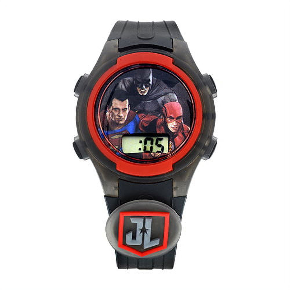 DC Comics Justice League Unisex Children's LCD Watch in Black and Red ...