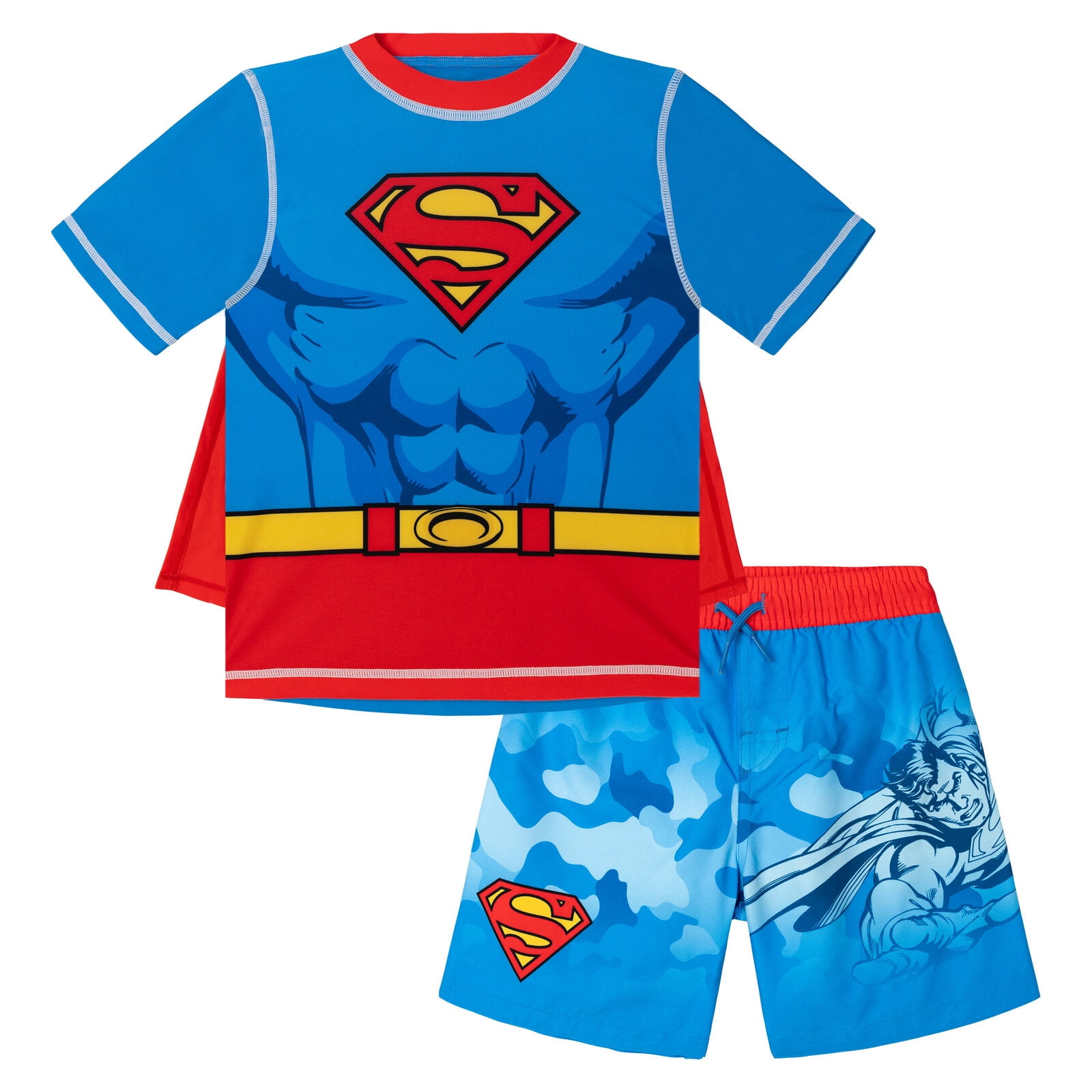 DC Comics Justice League Superman Cosplay Rash Guard, Swim Trunks and ...