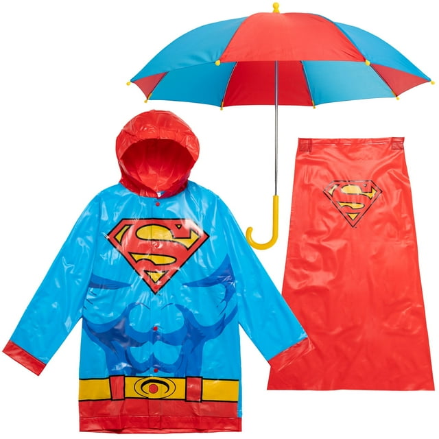 DC Comics Justice League Superman Waterproof Rain Jacket Cape and ...