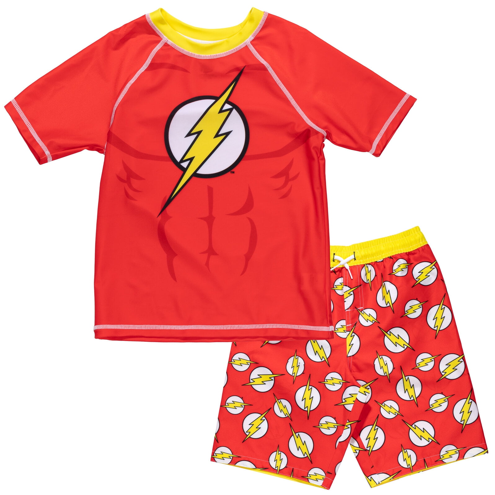 DC Comics Justice League The Flash Big Boys Rash Guard and Swim Trunks ...