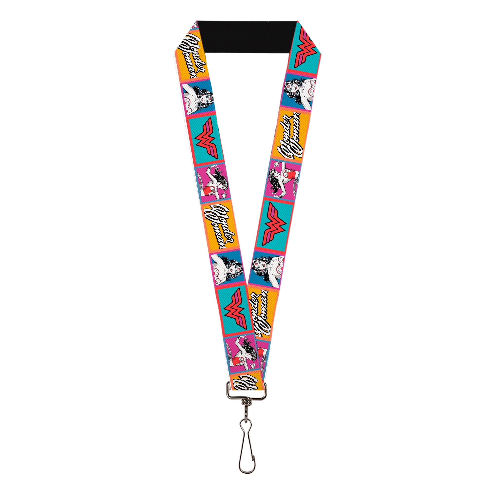 DC Comics Lanyard, Wonder Woman Pose and Logo Pop Blocks Multi Color ...