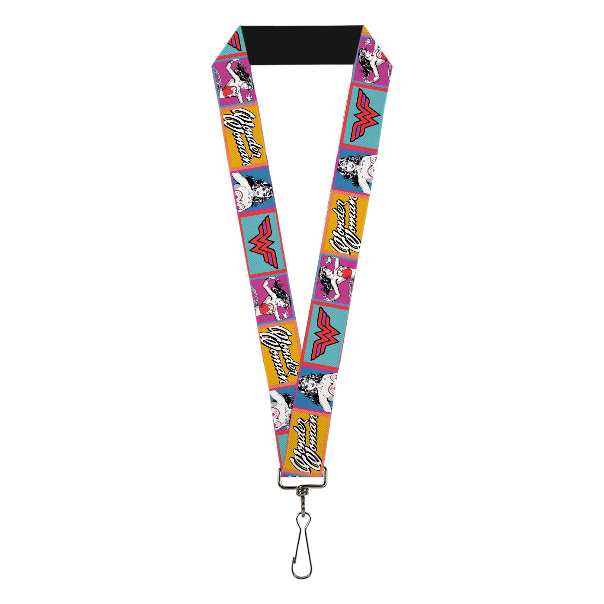 DC Comics Lanyard, Wonder Woman Pose and Logo Pop Blocks Multi Color ...