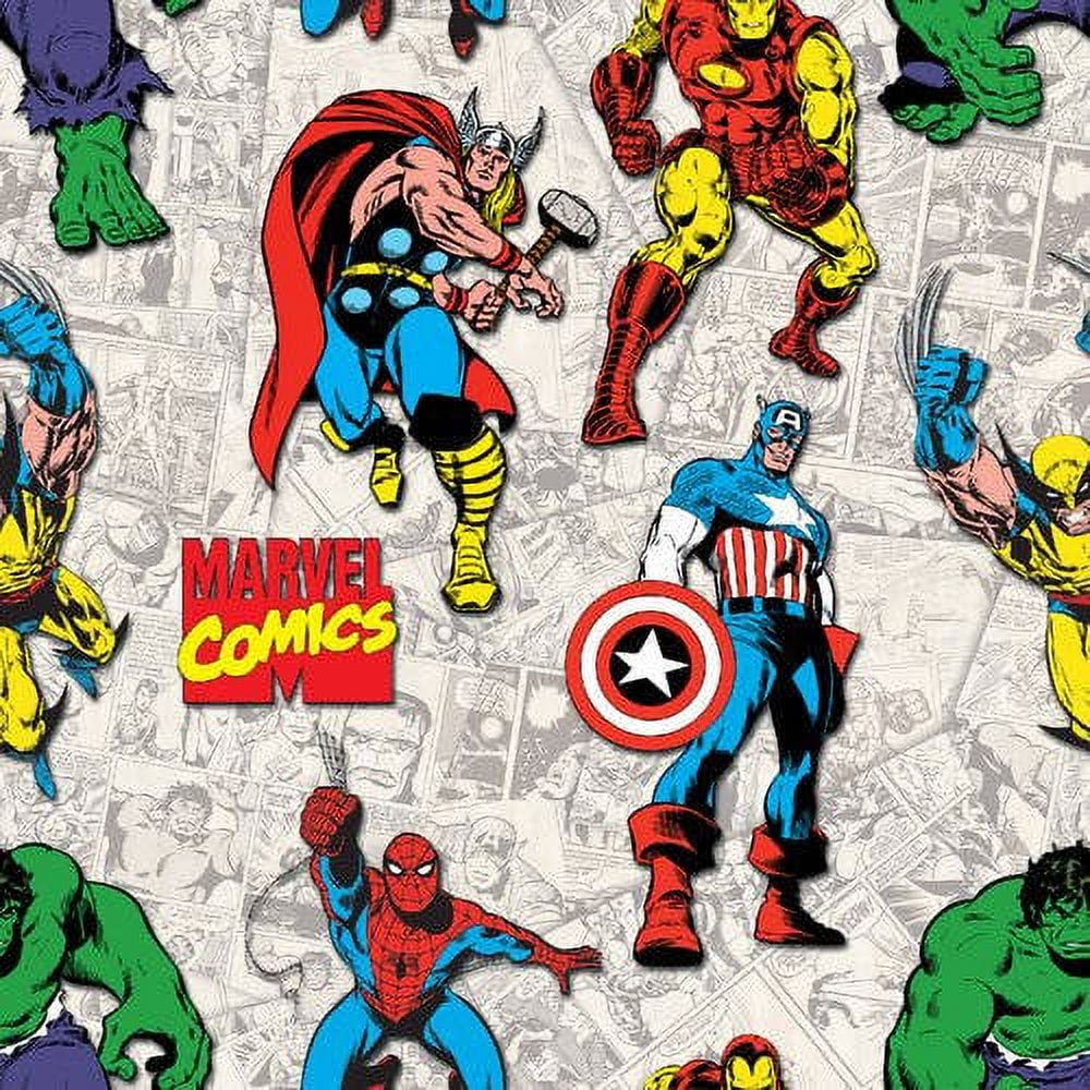 DC Comics Marvel Cotton Superimposed Characters Fabric, by the yard ...