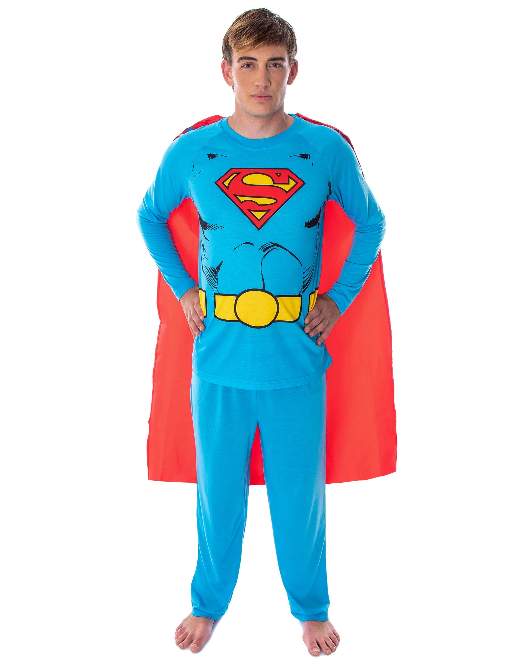 DC Comics Men's Superman 3 Piece Raglan Long Sleeve Shirt And Pajama ...