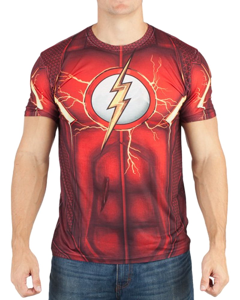 DC Comics Mens Flash Suit Up Sublimated Costume T-Shirt (Large) Red ...