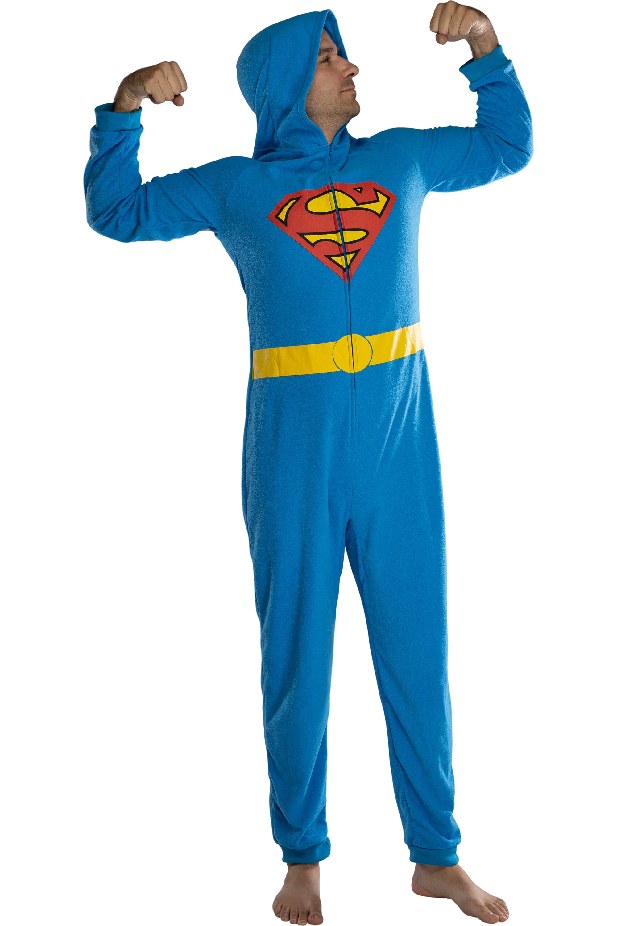 DC Comics Mens' Superhero Character Hooded Union Suit Footless Pajamas ...