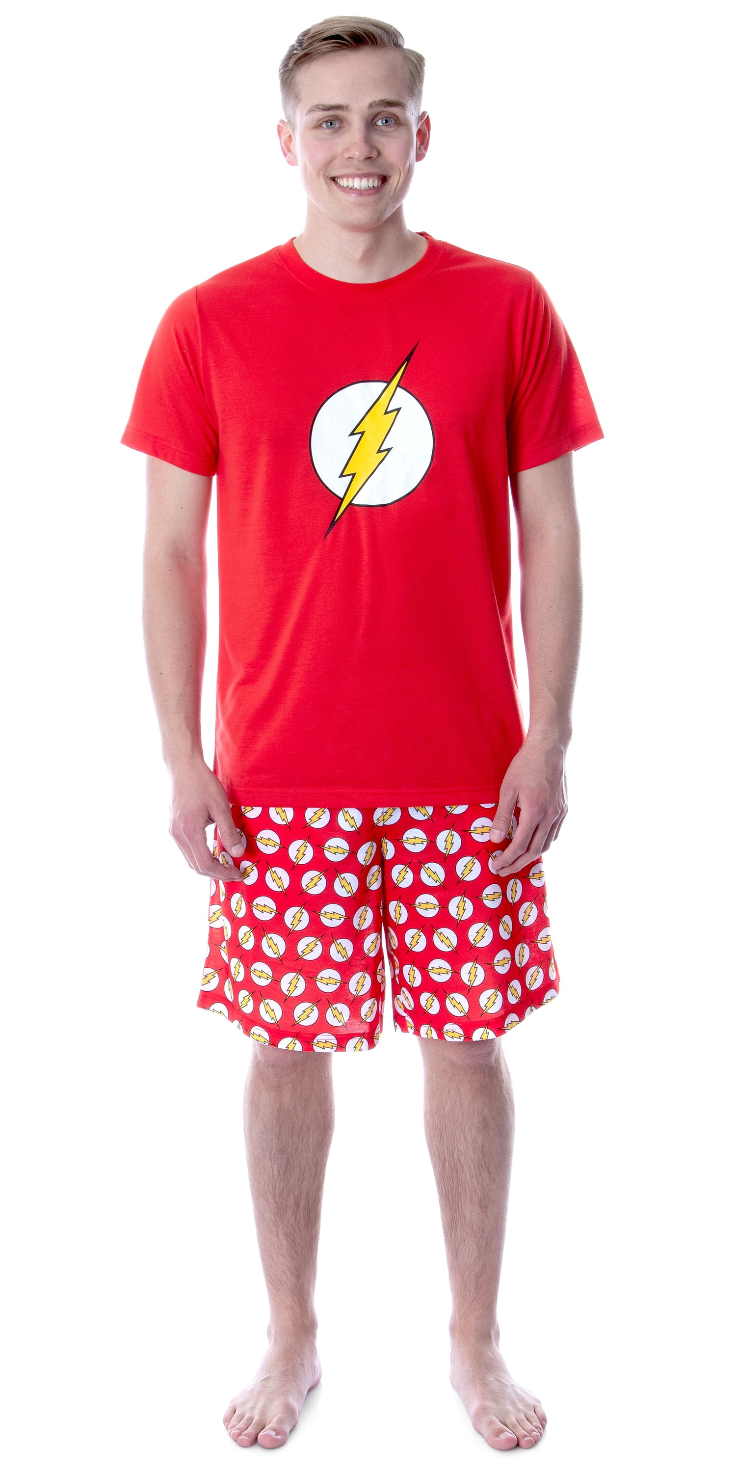 PJammy Men's The Flash Logo Short Sleeve Pajama Set, Red, Superhero ...
