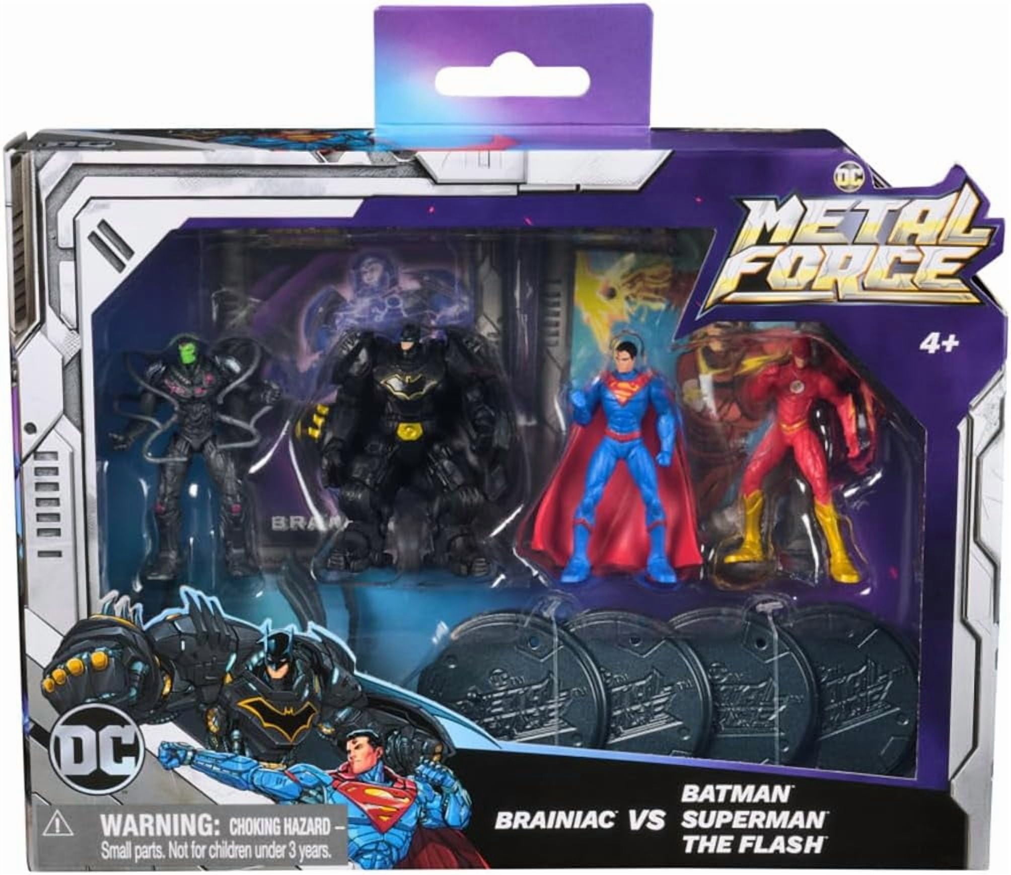 DC Comics Metal Force Braniac VS Batman Superman Flash Metal Figure Set ...