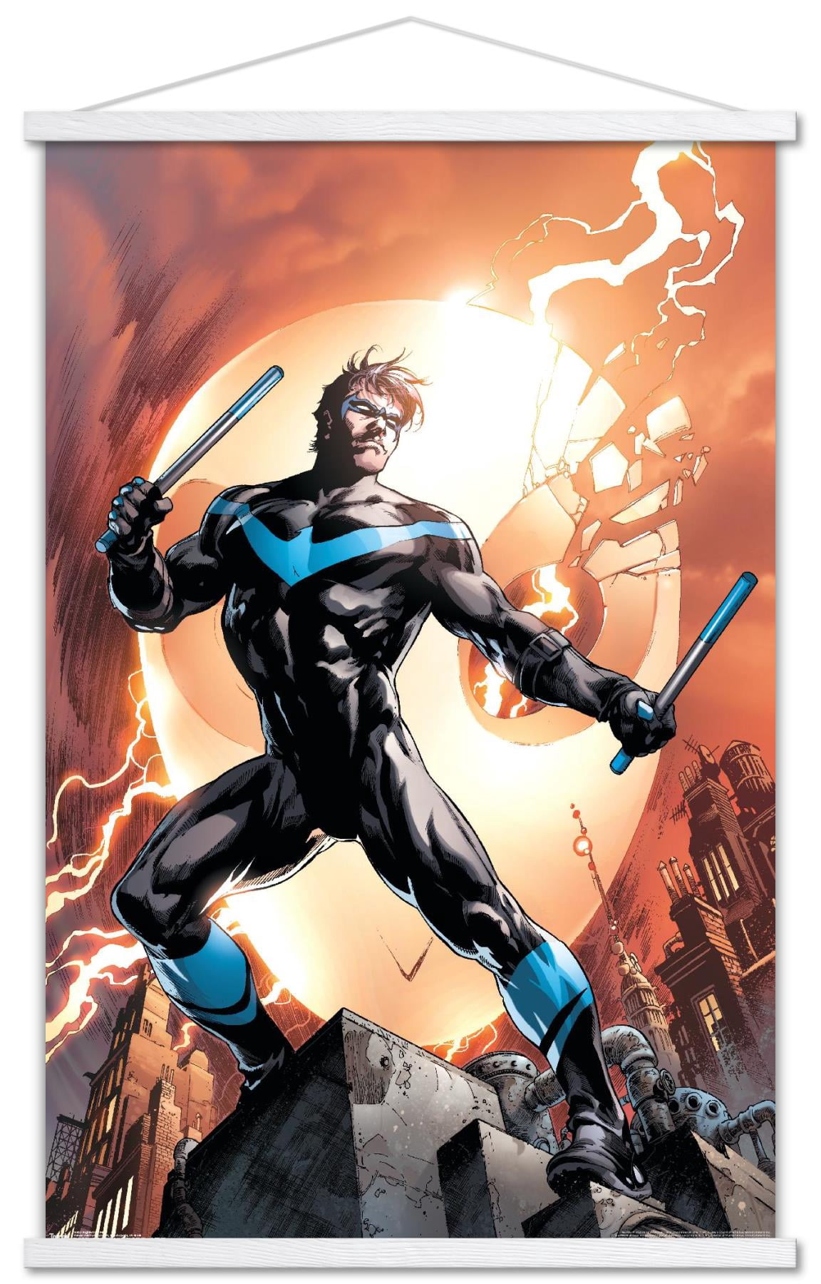 DC Comics - Nightwing - Fire Wall Poster with Wooden Magnetic Frame, 22 ...